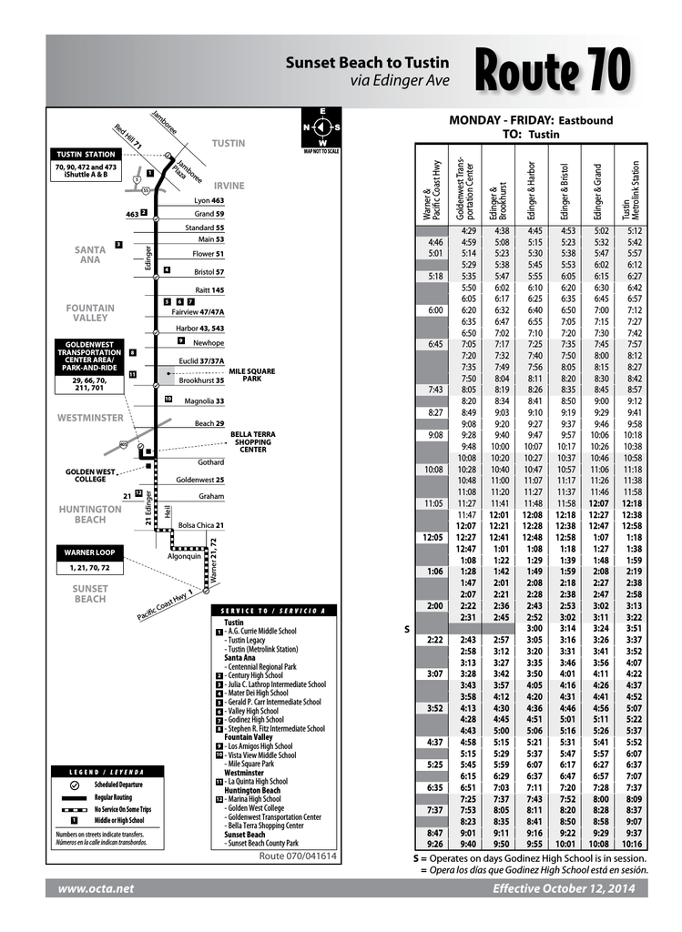 OCTA bus # 70. - Orange County Transportation Authority