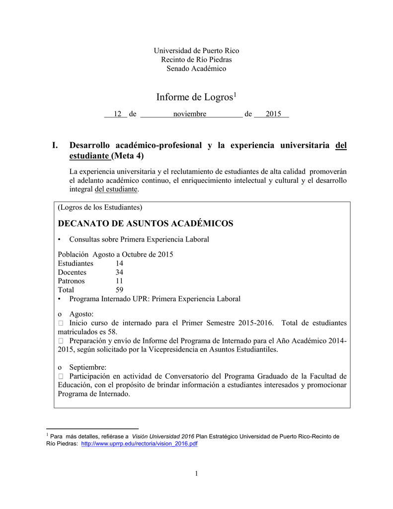 Informe de Logros - Senado Académico