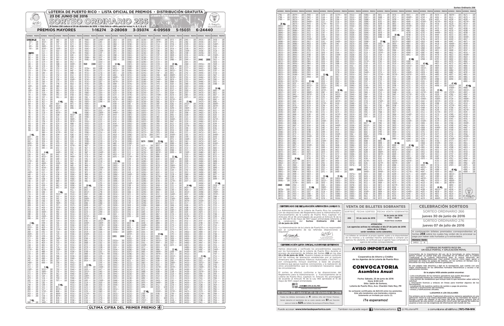 Lista de Lotería en PDF